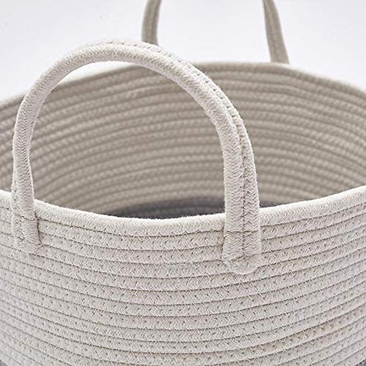 TBGFPO Large Cotton Rope Basket Storage with Handles - Grey Woven Toy Storage Basket for Laundry Hamper, Diapers, Nursery, Toys, Towels (Color : D)