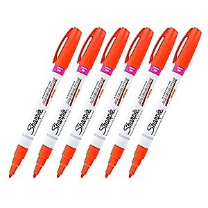 Sharpie Oil-Based Paint Marker, Fine Point, Orange Ink, Pack of 6