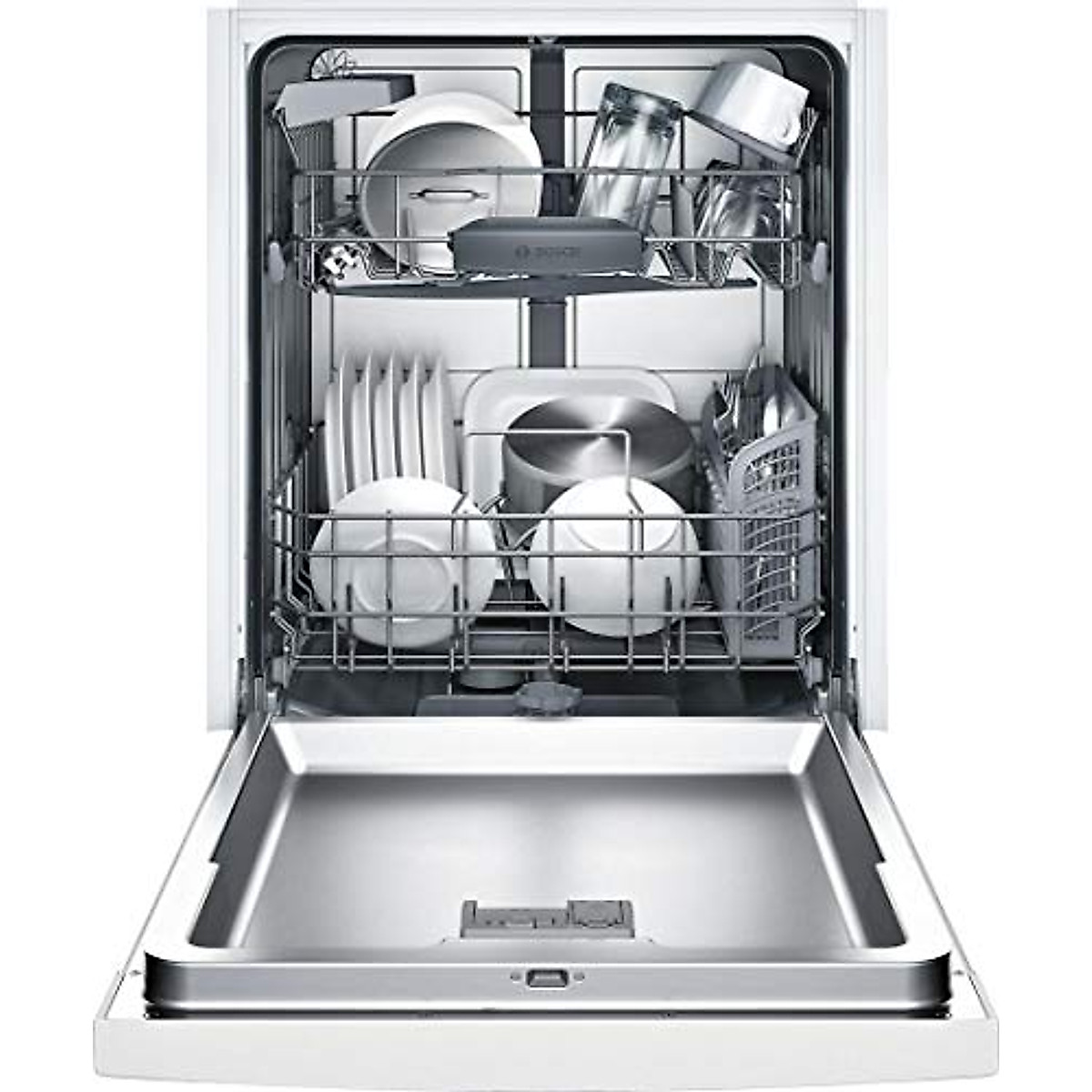 Bosch SHEM3AY52N 100 Series 24 Inch Built In Full Console Dishwasher with 6 Wash Cycles, in White