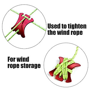 Dasunny Aluminum Alloy Guyline Cord Adjuster, Tent Wind Rope Tensioners for Camping Hiking Backpacking Outdoor Activities, Pack of 10 (Red Anodized)