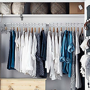 brightmaison Sofia Clothes Rack, Hanging Closet Organizer Adjustable & Wall Mount Clothes Rail Laundry Organizer Steel, White