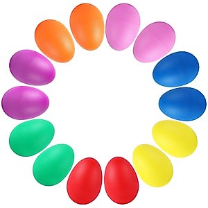 Augshy 14 PCS Plastic Egg Shakers Percussion Musical Egg Maracas Easter Egg Kids Toys (7 Colors)