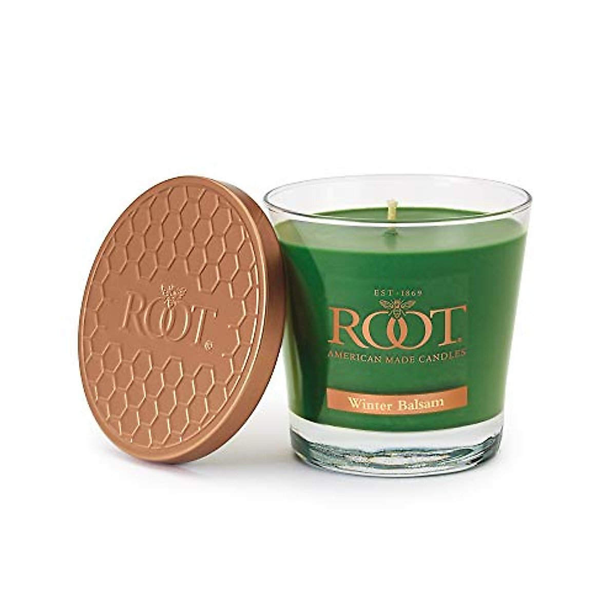 Root Candles Honeycomb Veriglass Scented Beeswax Blend Candle, Small, Fresh Balsam