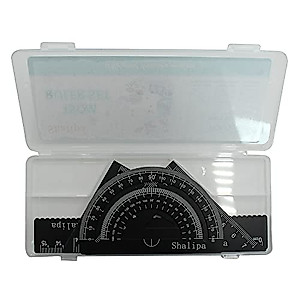 Shalipa Triangle Ruler Four-Piece Set Aluminum Alloy Geometric Protractor Mathematical Triangle Ruler Set Student Stationery (Black)