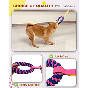 CaBYbigG Dog Rope Toys,Pink Ring Dog Toy with Rope,Dog Dental Teeth Cleaning Toys,Tug of War Dog Toy for Large Dogs