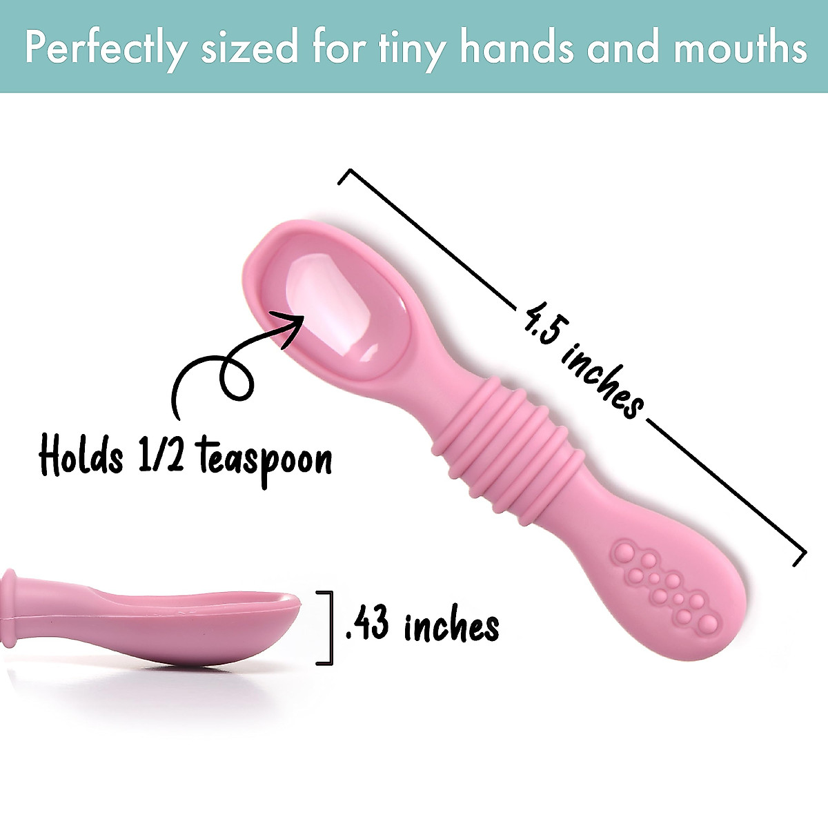 PrimaStella Silicone Rainbow Chew Spoon Set for Babies and Toddlers | Safety Tested | BPA Free | Microwave, Dishwasher and Freezer Safe