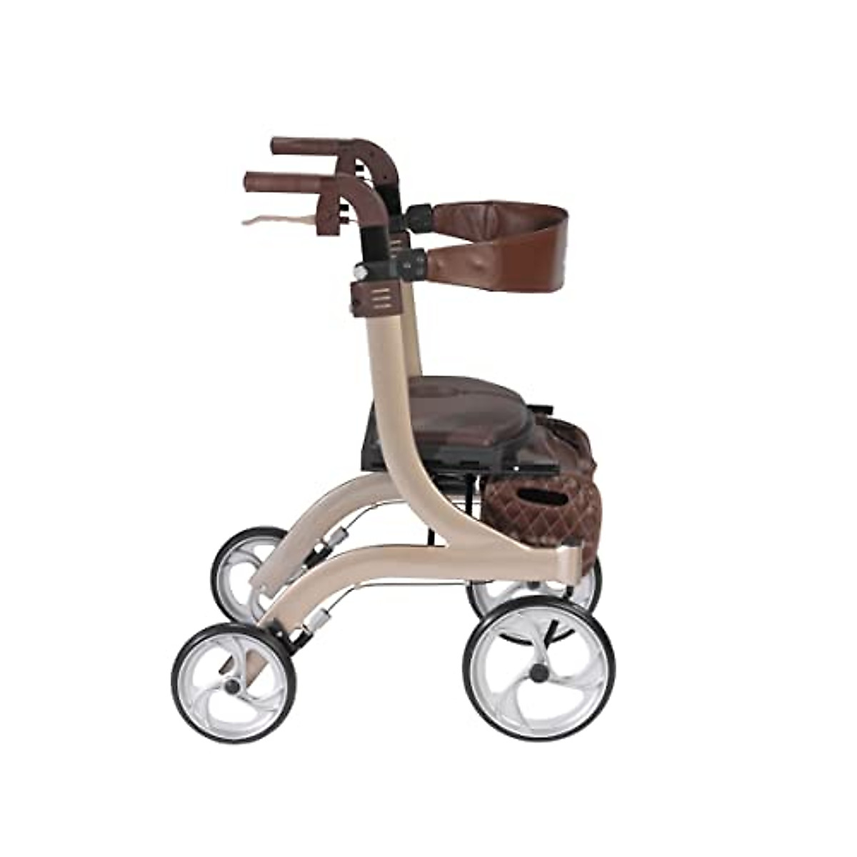 Drive Medical RTL10266CH-HS Nitro DLX Foldable Rollator Walker with Seat, Champagne (Brown)