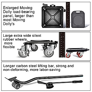 ZFULVO Furniture Mover Dolly Set,Larger Size Heavy Duty Furniture Movers,Carbon Steel Material Furniture Moving Tool,with 4 360° Rotatable Rubber Universal Wheels,Maximum Load 1500KG/3306LBS