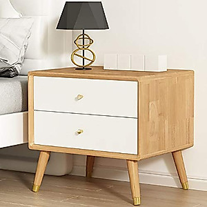 ZHAOLEI Solid Wood Bedside Storage Cabinet, Simple and Double Drawer Design Bedside Table