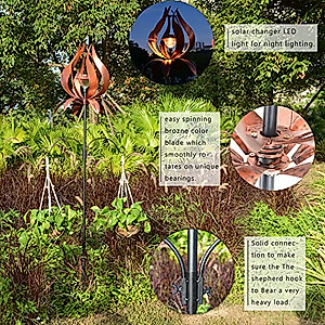 J-Fly Solar Wind Spinners Outdoor Garden Spinner Solar Spinning Windmill Super Large Spinning Garden Ornaments Perfect for Patios, Lawns Or Gardens 83 Inch