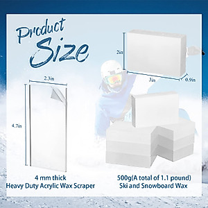 Tondiamo All Temp Snowboard Wax Snow Block with Acrylic Snowboard Wax Scraper 500g Ski Wax Bar Snow Board Wax White Snowboarding Wax Downhill Ski Tuning Kit Snowboard Accessories