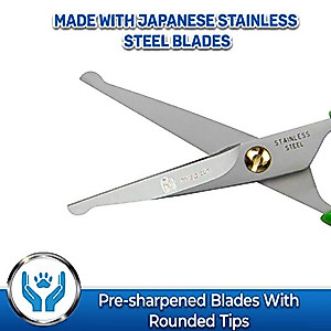 PET MAGASIN Japanese Stainless Steel Grooming Scissors (2) for Facial Hair and Larger for Body Trimming with Round Tip