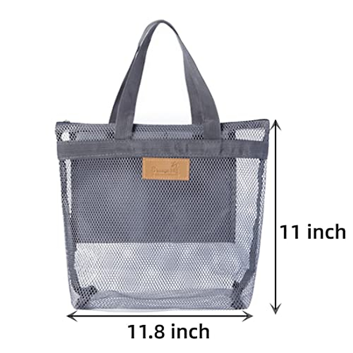 Mesh Shower Bag， 10.2x9.9'' Mesh Shower Caddy Quick Dry Shower Bag Portable Shower Tote Hanging Toiletry Bath Organizer Travel Mesh Beach Bags with Zipper & 2 Pockets for Gym, Travel, Camp, Beach