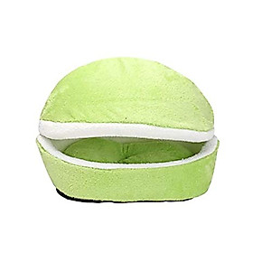 Bed Cat Bed Sleeping Bag Sofas Mat Hamburger Dog House Short Plush Small Bed Warm Puppy Kennel Nest Cushion 1Pcs Green