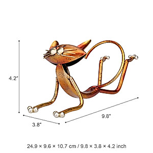 Too-arts Yoga Cat Metal Sculpture Wine Bottle Rack Holder Handwork Crafts