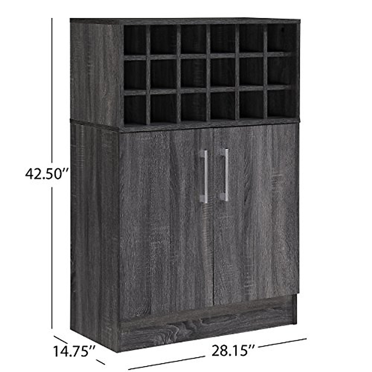 Christopher Knight Home Ridgecrest Mid-Century Modern Danish Styling Faux Wood Wine and Bar Cabinet, Sonoma Grey Oak