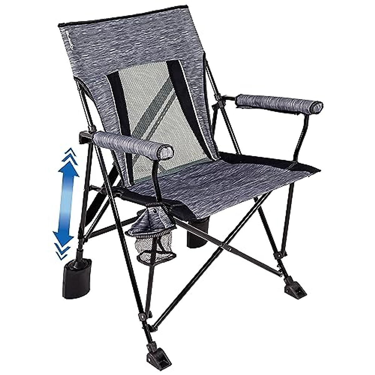 Kijaro Rok-it, Rocking Camp Chair - Enjoy The Outdoors with a Rocker Camp Chair - Multipurpose Portable Rocking Chair, Folding Chair, Lawn Chair, and Sports Chair - Hallett Peak Gray