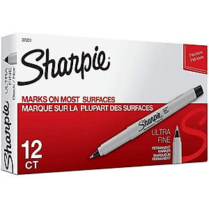 SHARPIE 37001 Permanent Markers, Ultra Fine Point, Black Color, 24 Sets of 12 Markers, 288 Markers Total