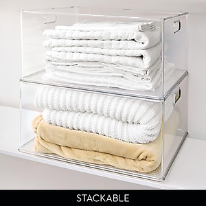 iDesign Recycled Plastic Stackable Storage Bin with Handles - Clear