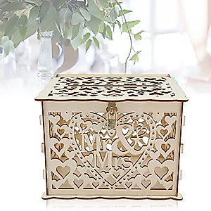 Ladieshow Card Box for Wedding, Gift Card Box DIY Wedding Money Case with Lock Wedding Card Box for Reception Party Favor Decoration Birthday Supplies (9.84 x 7.87 x 7.20 inch)