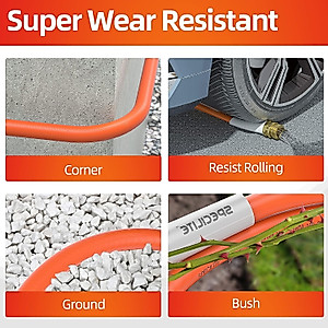 SPECILITE Garden Water Hose 150 ft x 5/8 in Heavy Duty, Flexible and Lightweight, Burst 600 psi, Kink-less Hybrid Rubber Pipe for Backyard, 3/4'' Brass Fittings, Orange