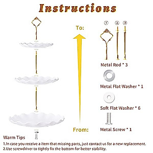 3 Tier Cupcake Stand Holder, BACUTHY Plastic Cup Cake Stand Tower with Tiered Serving Tray for Cupcakes, Donuts, Fruits and More, White