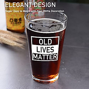 Vivimee Old Lives Matter Beer Glasses & Whiskey Scotch Glasses, Funny Retirement or Birthday Gifts for Dad, Grandpa, Old Man, or Senior Citizen, Gift for Men, Gag Gifts for Men, Mens Gifts