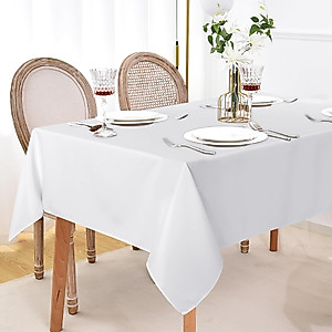 sancua 6 Pack White Tablecloth 60 x 84 Inch, Rectangle Table Cloth for 4ft Table - Stain and Wrinkle Resistant Washable Polyester Table Cover for Dining Wedding Banquet Party Buffet Restaurant