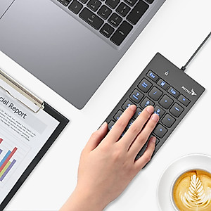 Rottay Backlit Number Pad, Wired Numeric Keypad Silent Keyboard Extensions External 10 Key USB Keypad for Laptop & PC
