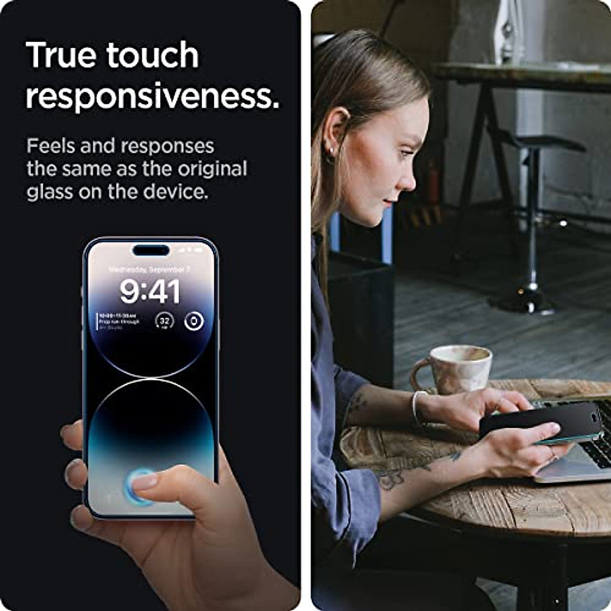 Spigen Tempered Glass Screen Protector [GlasTR EZ FIT - Privacy] Designed for iPhone 14 Pro [Case Friendly] - 2 Pack
