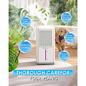 Dehumidifier and Humidifier Combo 2 in 1(350 Sq. Ft)for Bedroom with 7 Color Light, Quiet and Smart 35OZ Ultrasonic Cool Mist, 360°Nozzle Dehumidifier and Humidifiers Combo for Home|Bathroom|Basement