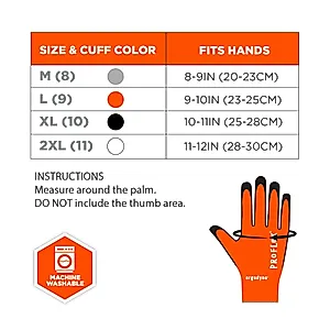 Ergodyne ProFlex 7401 Coated Winter Work Gloves, Latex Coated Palm, Thermal Fleece Lining, Orange