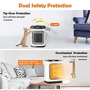 COWSAR Portable Space Heaters for Indoor Use 1500W Small Space Heater with Thermostat Personal Desk Heater for Office Bedroom