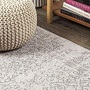 JONATHAN Y BMF108D-5 Bohemian Filigree Modern Indoor Area-Rug Floral Vintage Casual Easy-Cleaning High Traffic Bedroom Kitchen Living Room Non Shedding, 5 X 8, Grey
