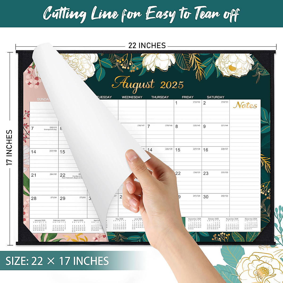 2023 Wall Calendar - Wall Calendar 2023, Janaury 2023-December 2023, 12 Months Calendar with Julian Date, 15 x 12 Inches, Twin-Wire Binding, Suitable for Hanging on the Wall, Large Blocks and Julian Dates, Flower design, Good Decorative Effect