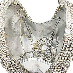 Boutique De FGG Hollow Silver Bear Evening Bag Women Crystal Clutch Purse Party Cocktail Animal Rhinestone Clutch Handbag, Mini