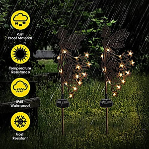 TSTGEE Solar Outdoor Lights Decorative 2 Pack Metal Fairy Stake Solar Lights Outdoor Garden Waterproof for Lawn,Patio,Yard Solar Fairy Stake,Garden Gift