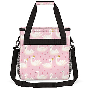 Cute Kawaii Pink Swan Coffee Maker Carring Bag Travel Storage Tote Bag Compatible with Keurig K-Mini or K-Mini Plus Portable Single Serve Coffee Brewer Case with Pockets for K-cup Pods