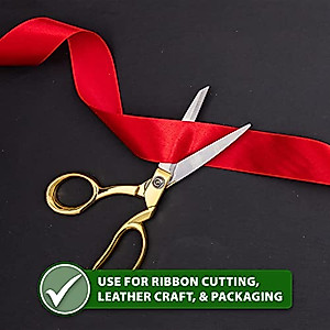 Mandala Crafts Ribbon Cutting Scissors for Ribbon Cutting Ceremony – Large Gold Scissors Set Tailor Scissors Heavy Duty Shears with Stainless steel Blade for Fabric Sewing