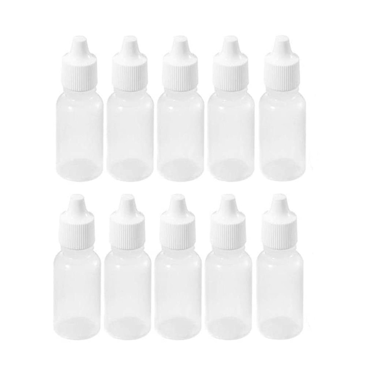 SHUILING 10PCS Plastic Squeezable Dropper Bottles Empty White Clear Dropping Eye Liquid Bottle with Cap Drop Bottles Refillable Squeeze Bottle Dropper Sample 5ML/15ML (5ML)