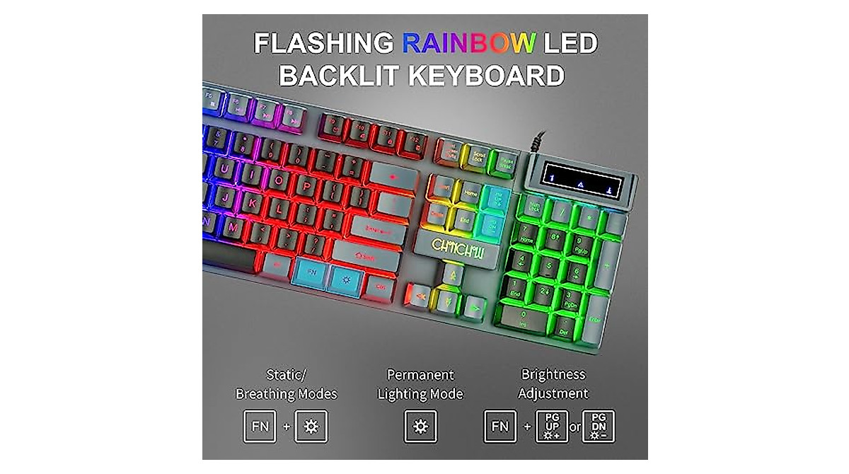 CHONCHOW Gaming Keyboard and Mouse Combo LED Backlit 104Keys Full Size ...