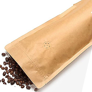 250g 8oz Kraft Stand Up Pouches,Zip Lock Stand Up Bags,Kraft Paper Stand up Zipper Pouches Coffee Bags Coffee Pouches with Valve Reusable (Pack of25)