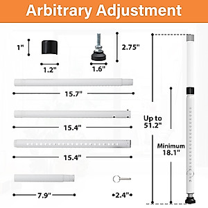 BsBsBest Window Security Bars Inside Adjustable 18 to 51 Inch Sliding Door Security Bar Interior White 1 Pack Window Locks Security up and Down Window Bars Security Extendable