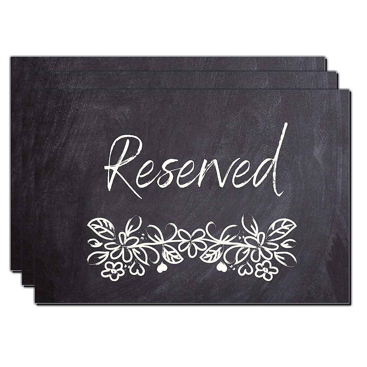 15 Reserved Signs for Tables Wedding Reception | Reserved Table Cards | Table Setting Cards |Vintage Chalk Design | 4 x 6 Double Sided Print | Party Events