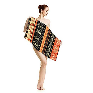 oFloral Egypt Tribal Bohemian Mandala Hand Towels Cotton Washcloths,Vintage Henna Tattoo Style Hieroglyphics Cat Red Black Soft Towels for Bathroom Kitchen Spa Gym Yoga Face Towel 15X30 Inch