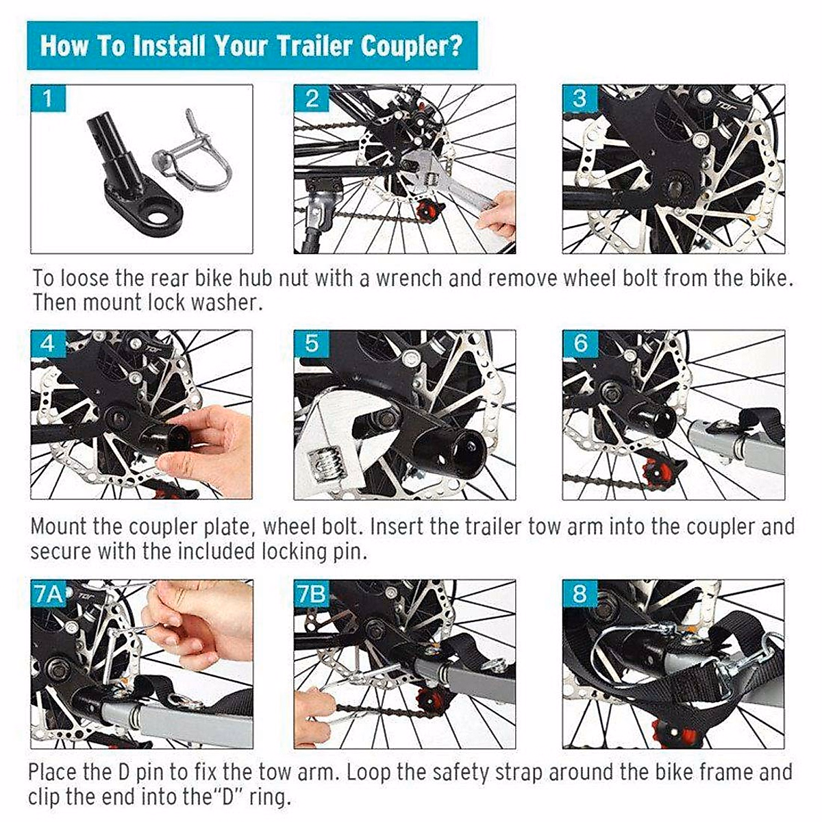 Farbetter Upgraded Bike Trailer Coupler Connector Hitch Baby Pet Hitch Linker Connector, Hitch Adapter Attachment, Bicycle Rear Rack Accessories
