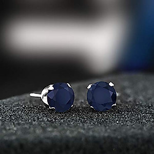 Gem Stone King 10K White Gold Gemstone Birthstone Stud Earrings | 6MM Round | White Gold Earrings For Women