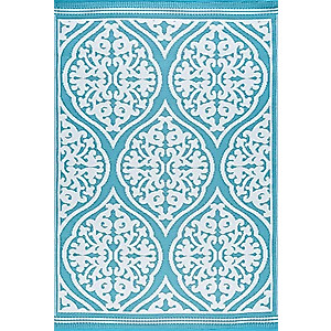 Reversible Plastic Straw, Water Resistant Outdoor Rug 9x12 for Patio, Deck, Porch, Camping, RV | Fade Resistant Outside Area Rugs for Patios | Size 8'10'' x 11'10''