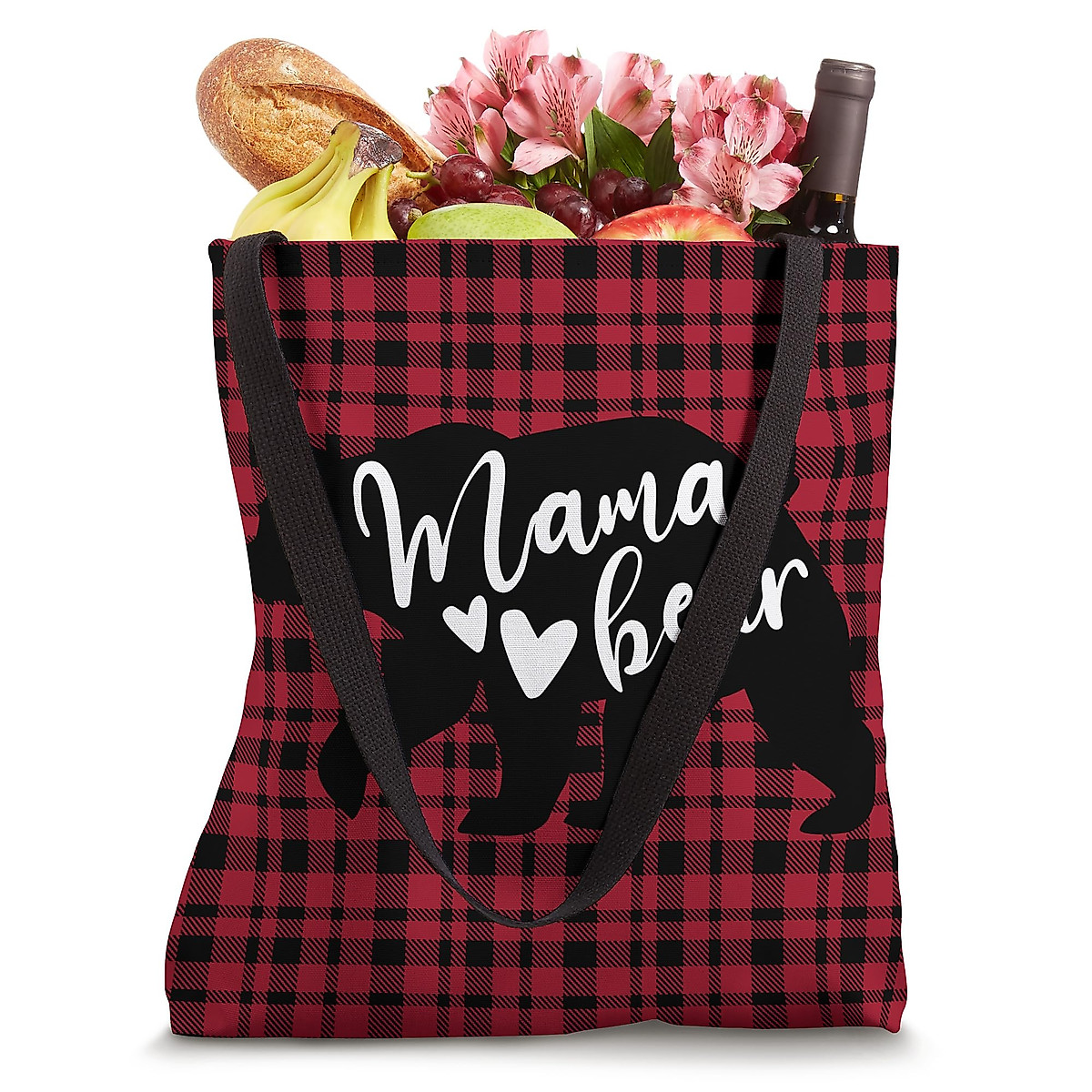 Mama Bear Buffalo Black and Red Plaid Family Women Mom Tote Bag