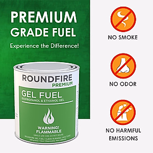 ROUNDFIRE 6 Pack Gel Fuel Cans for Fire Bowl, Fireplace, Gel Fire, Tabletop Fire Bowls, Warming, Indoor & Outdoor